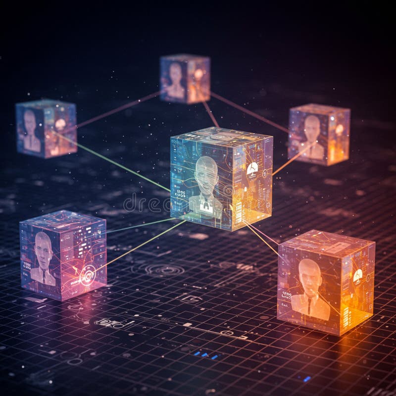 Futuristic Digital Illustration Featuring Floating Translucent Cubes ...