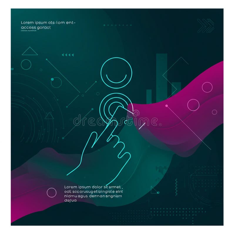 Futuristic Digital Illustration Featuring a Hand Interacting with Abstract, Glowing User Stock ...