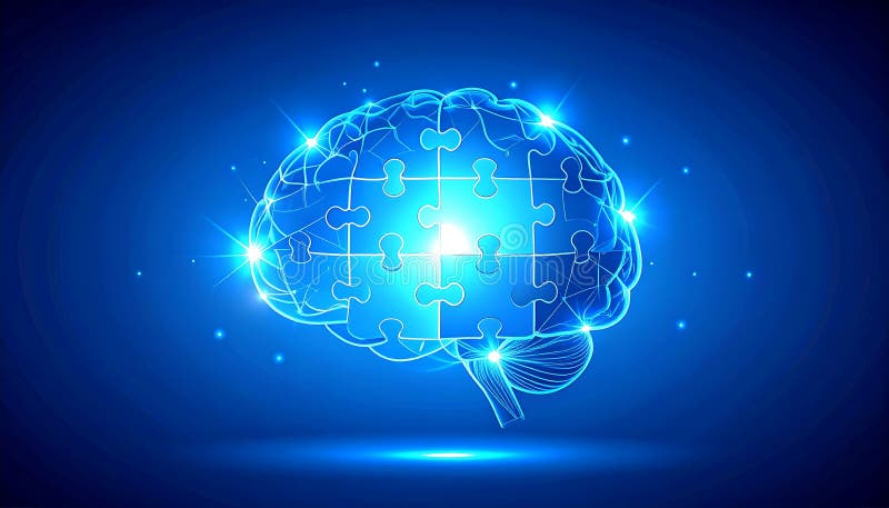 Glowing Brain Puzzle — Problem Solving and Intelligence Concept, AI ...
