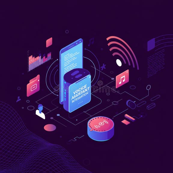 Futuristic Digital Illustration Showcasing a Voice Assistant ...