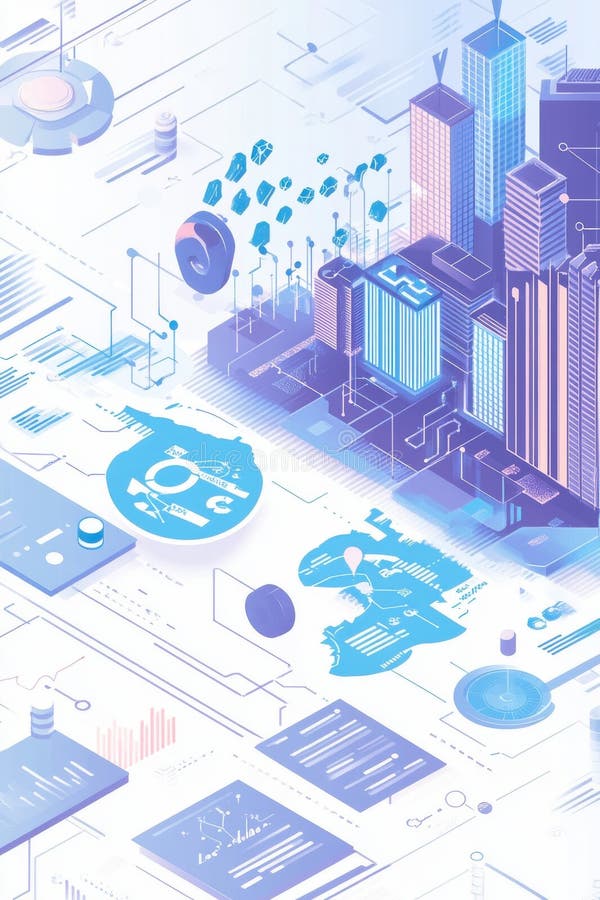 Futuristic Digital Illustration of a Smart City Concept with Technology ...