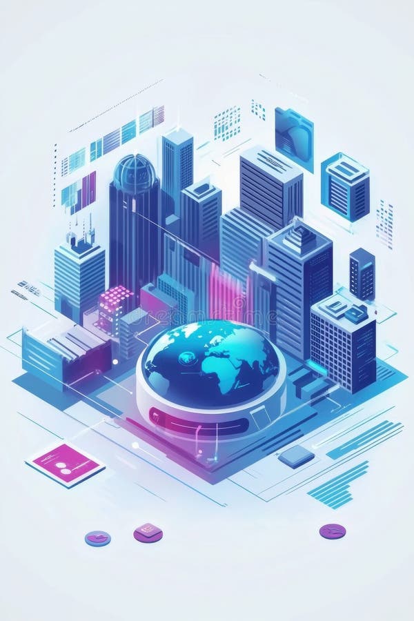 Futuristic Digital Illustration of a Smart City Concept with Technology ...