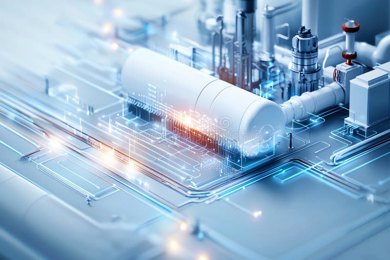 Futuristic Digital Illustration of a Smart Factory with Advanced ...