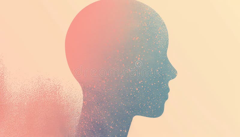 Futuristic Digital Illustration of Textured Human Head in Profile View ...
