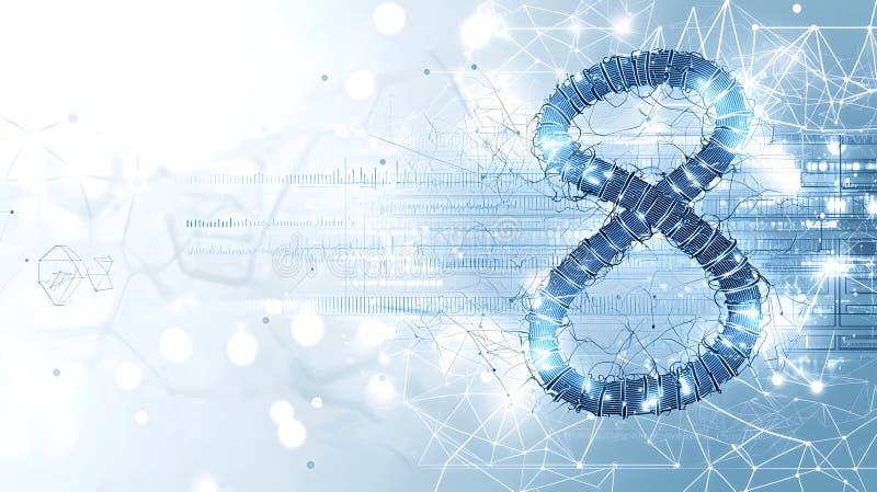 Futuristic Digital Infinity Symbol in Blue Tones Stock Photo - Image of ...