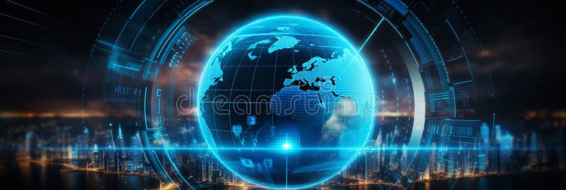 Futuristic Digital Infographic, Holographic Globe, Interactive Graphs ...