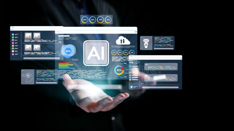 Futuristic Digital Interface with Artificial Intelligence Icons and ...