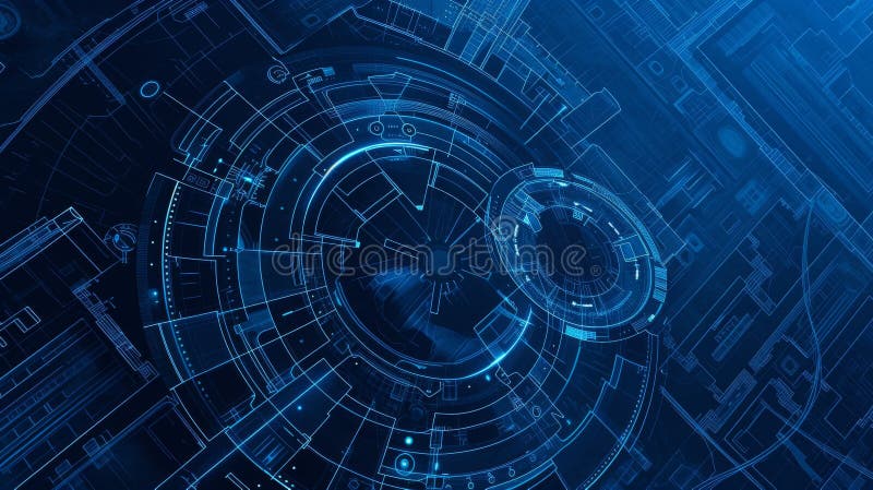 Futuristic Digital Interface with Blue Circuitry Stock Photo - Image of ...