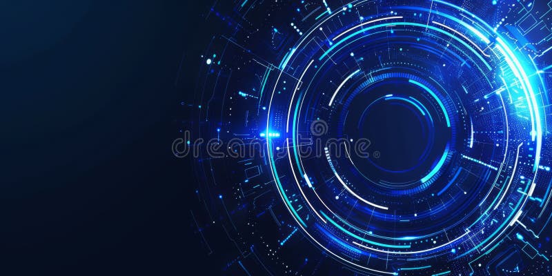 Futuristic Digital Interface with Blue Light and Circular Elements in ...