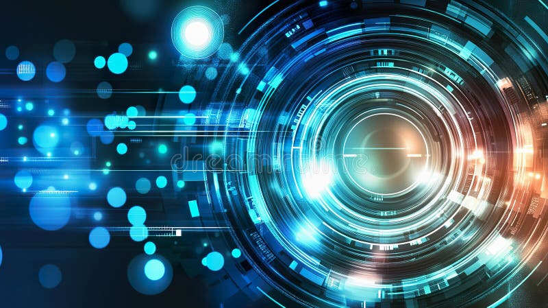 Futuristic Digital Interface with Blue and Orange Circular Motion ...