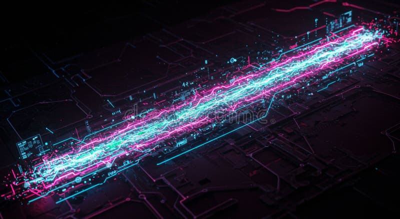 Futuristic Digital Interface with a Central Pathway Composed of Vibrant ...