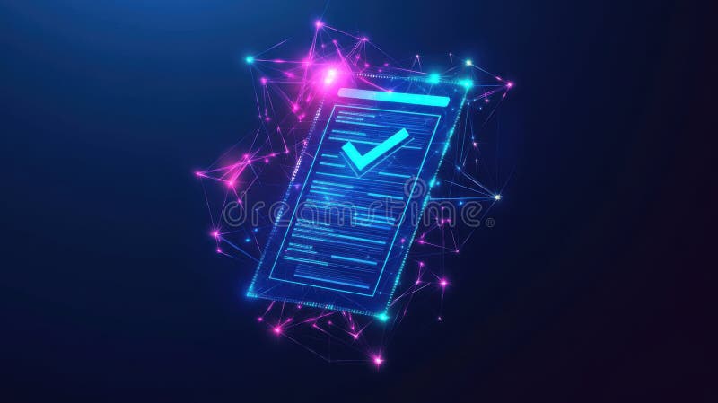 Futuristic Digital Interface with Checkmark on Virtual Screen for ...