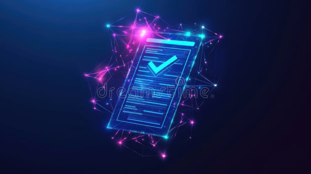 Futuristic Digital Interface with Checkmark on Virtual Screen for ...