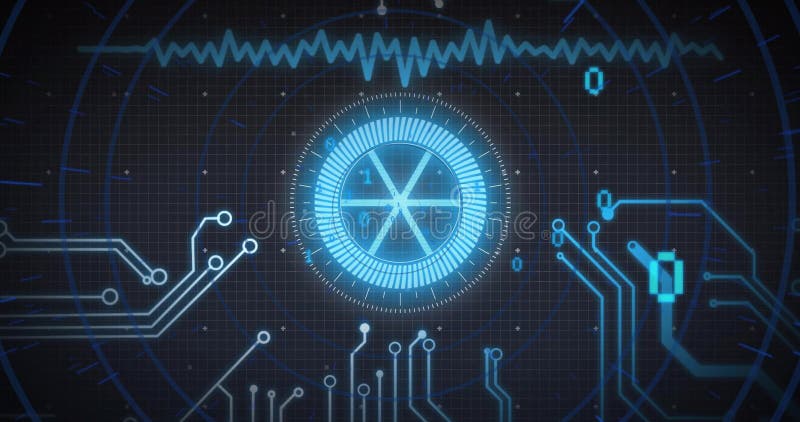 Futuristic Digital Interface with Circuit Patterns and Binary Code ...