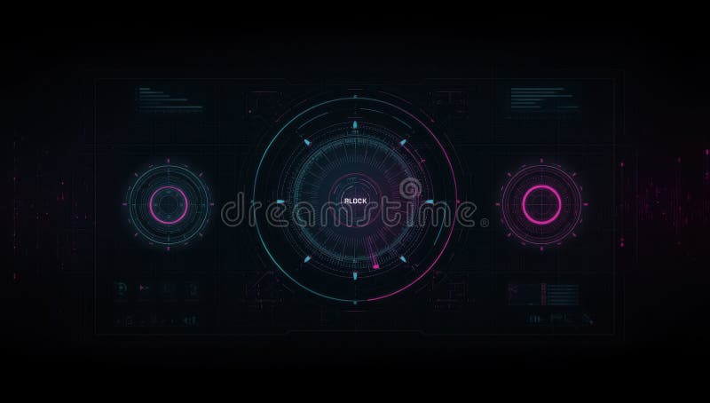 Futuristic Digital Interface with Circular Hud Elements Stock Illustration - Illustration of ...