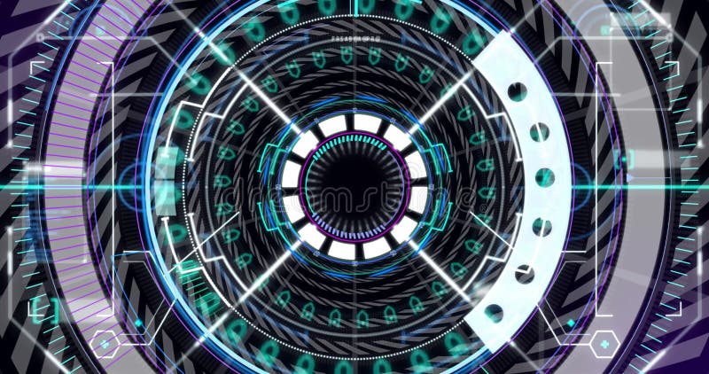 Futuristic Digital Interface with Circular Patterns and Binary Code Animation Stock Video ...