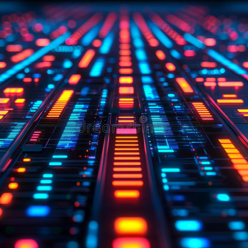 Futuristic Digital Interface with Colorful Illuminated Patterns and ...