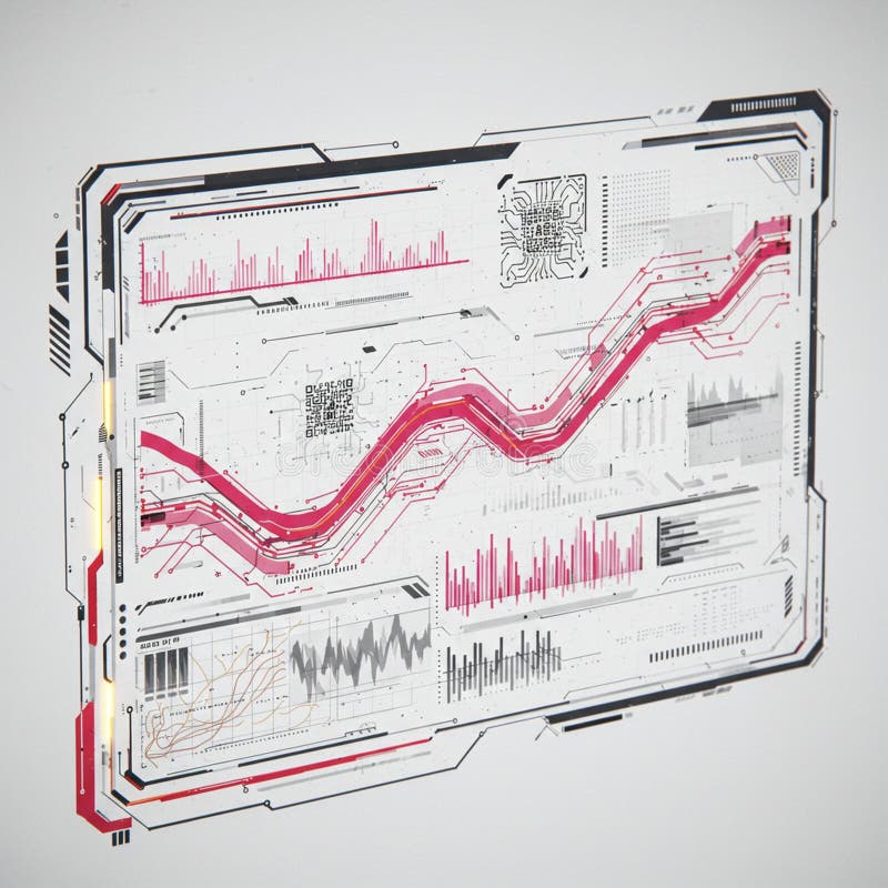 Uturistic Digital Interface with a Complex Arrangement of Graphs, Charts, and Circuit- Stock ...