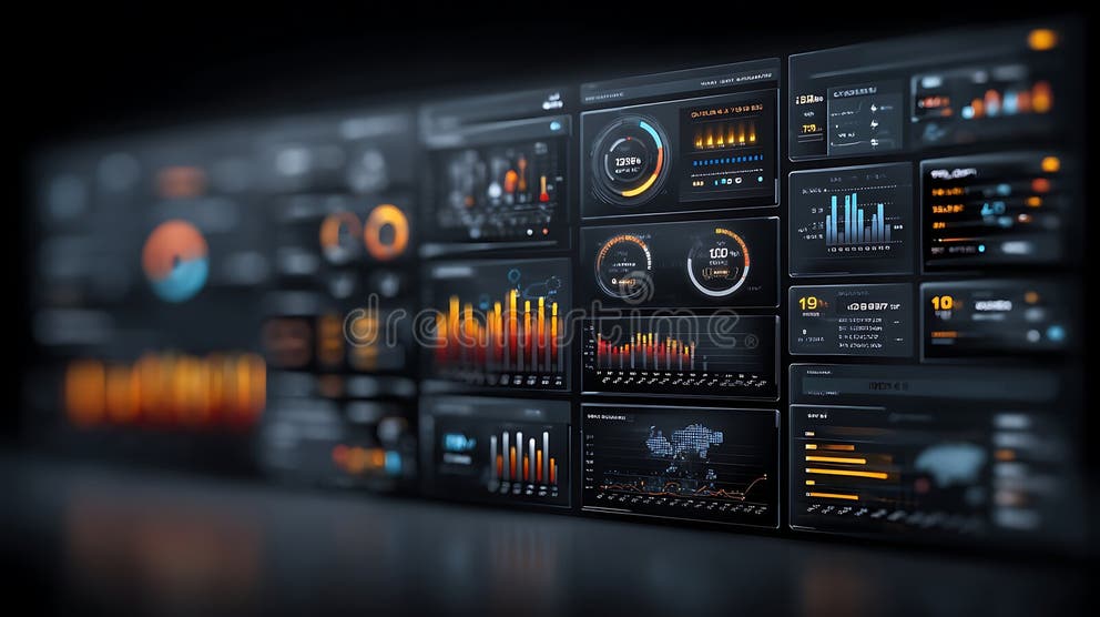 Futuristic Digital Interface with Complex Data Displays and Analytics ...