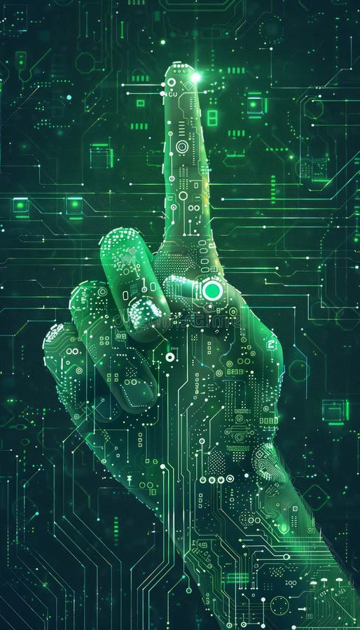 Futuristic Digital Interface Concept Robotic Hand with Circuitry and ...