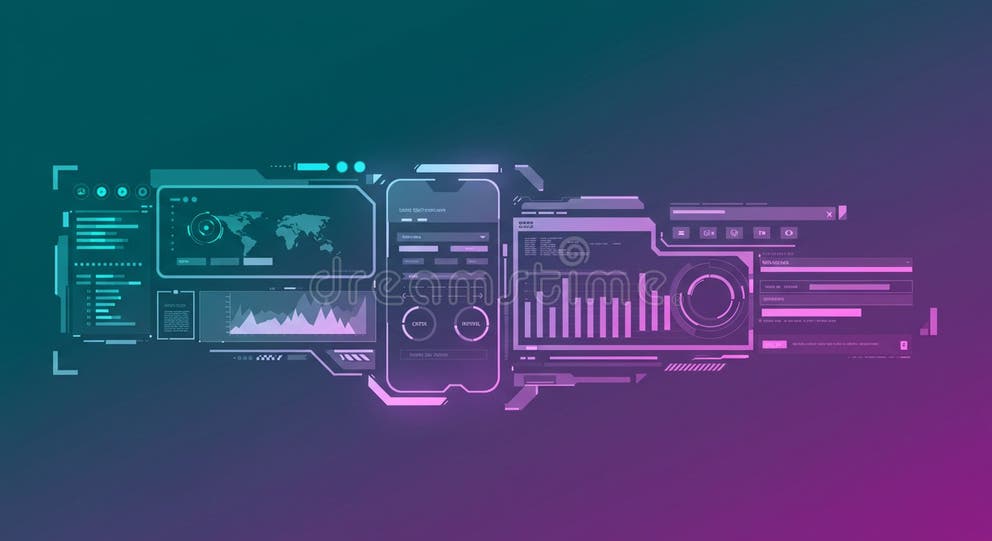 Futuristic Digital Interface with a Dark Teal To Magenta Gradient ...