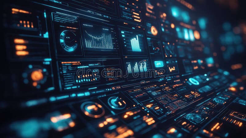 Futuristic Digital Interface with Data Visualization and Analytics Stock Photo - Image of ...