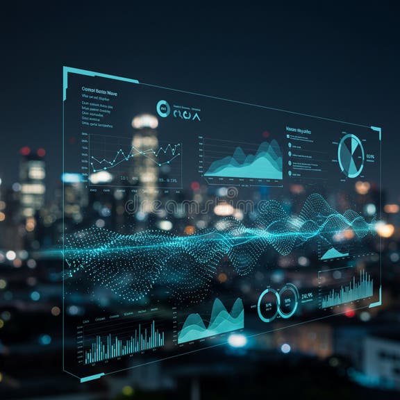 Futuristic Digital Interface with Data Visualizations Overlays a ...