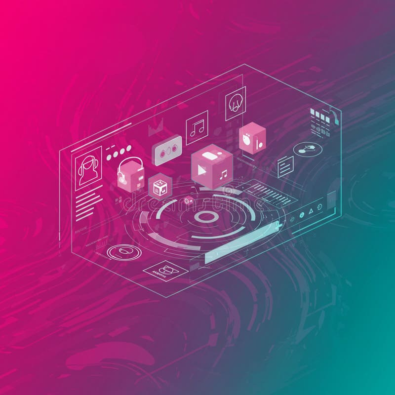 Futuristic Digital Interface Design Featuring a Three-dimensional ...