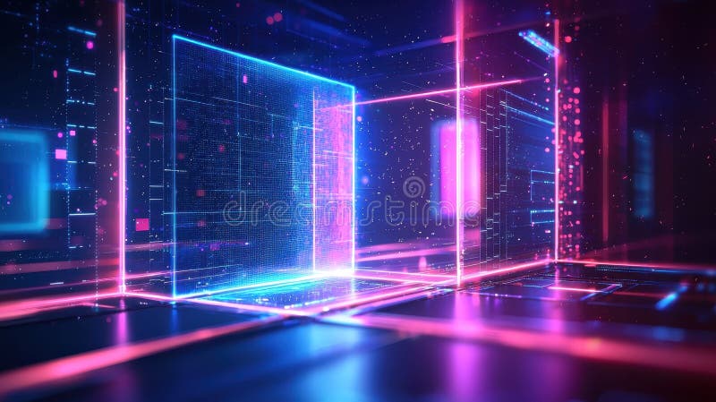 Futuristic Digital Interface Design Virtual Space 3d Graphics Neon ...
