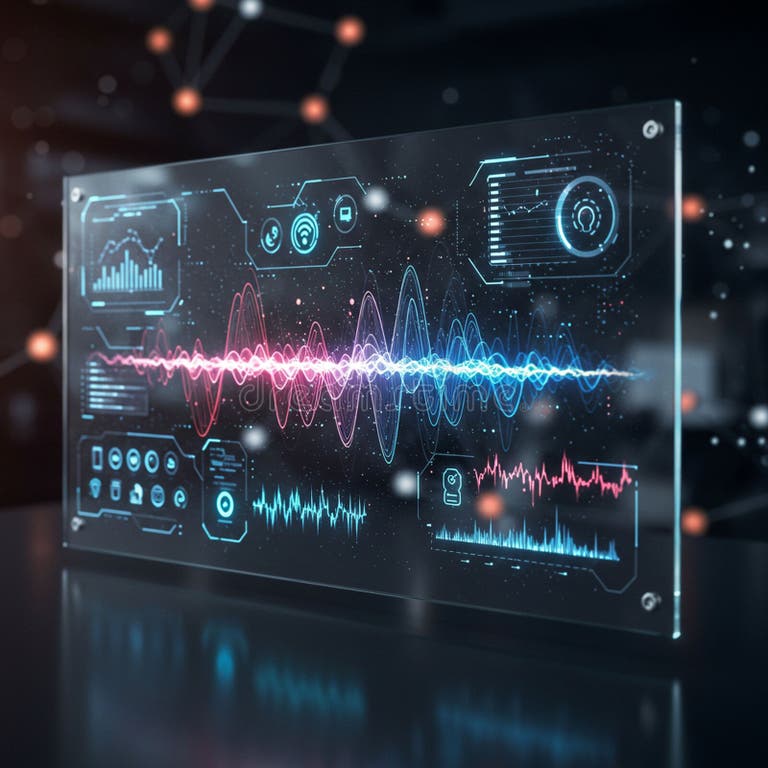 Futuristic Digital Interface Display Featuring Holographic Elements ...