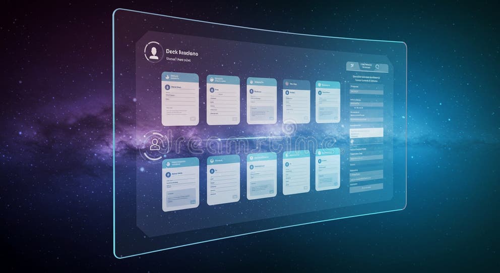 A Futuristic Digital Interface Displayed Against a Backdrop of a Galaxy ...