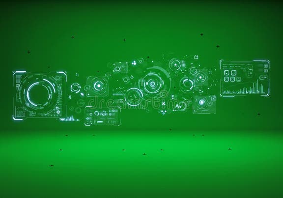 Futuristic Digital Interface Displayed in a Glowing Green Backdrop. the ...
