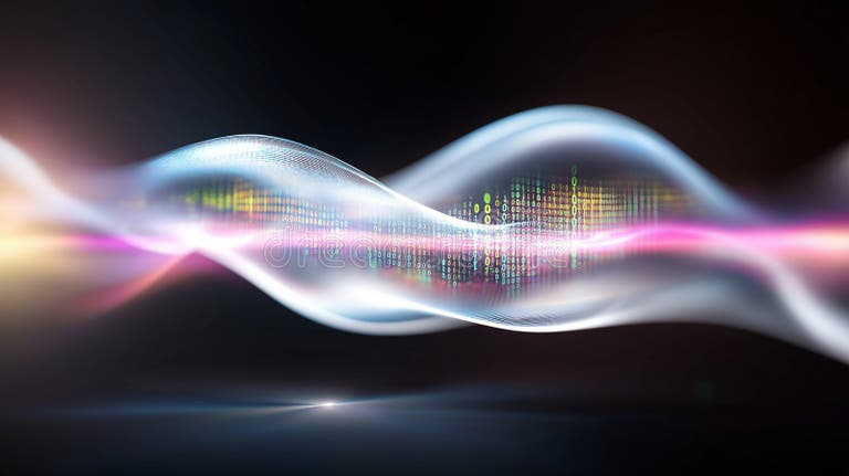 A Futuristic Digital Interface, Displaying Cascading Binary Code Streams in Glowing Green, Stock ...