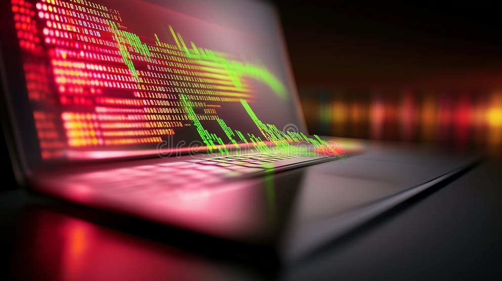 A Futuristic Digital Interface, Displaying Cascading Binary Code Streams in Glowing Green, Stock ...