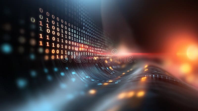 A Futuristic Digital Interface, Displaying Cascading Binary Code Streams in Glowing Green, Stock ...