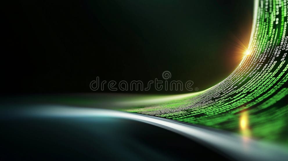 A Futuristic Digital Interface, Displaying Cascading Binary Code Streams in Glowing Green, Stock ...