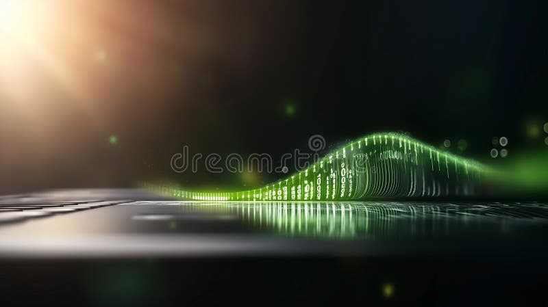 A Futuristic Digital Interface, Displaying Cascading Binary Code Streams in Glowing Green, Stock ...