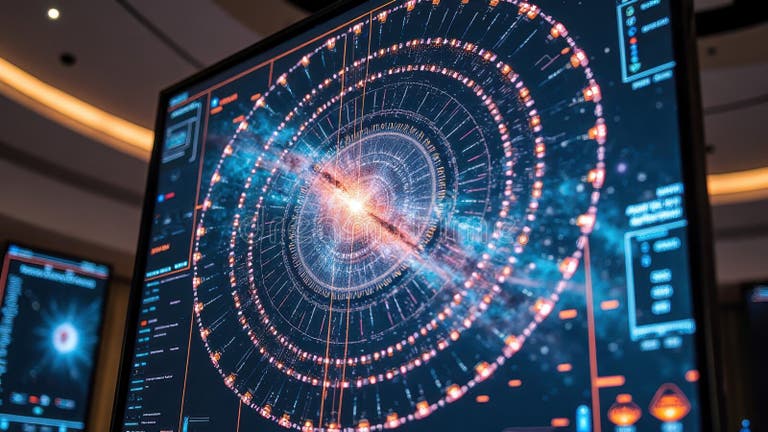 Futuristic Digital Interface Displaying Complex Data Visualization with Circular Patterns Stock ...