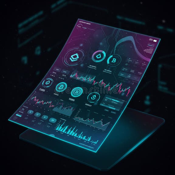 Futuristic Digital Interface Displaying Cryptocurrency Data. Features ...