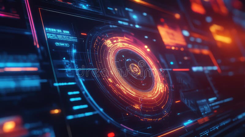 Futuristic Digital Interface Displaying Data on Screen Stock Image ...