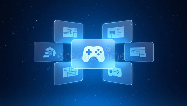 Digital Game Selection Interface with Futuristic Technology and User ...