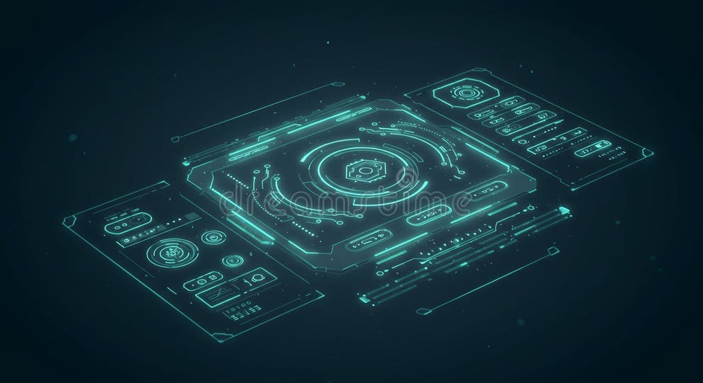 Futuristic Digital Interface Displaying a Holographic HUD (Head-Up ...