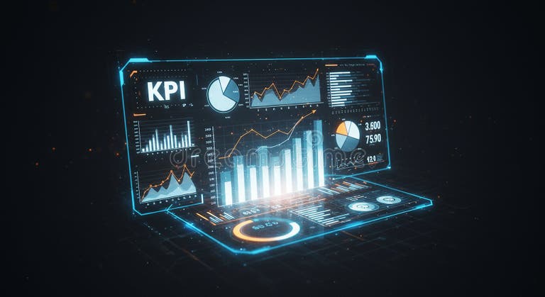 Futuristic Digital Interface Displaying Key Performance Indicators ...