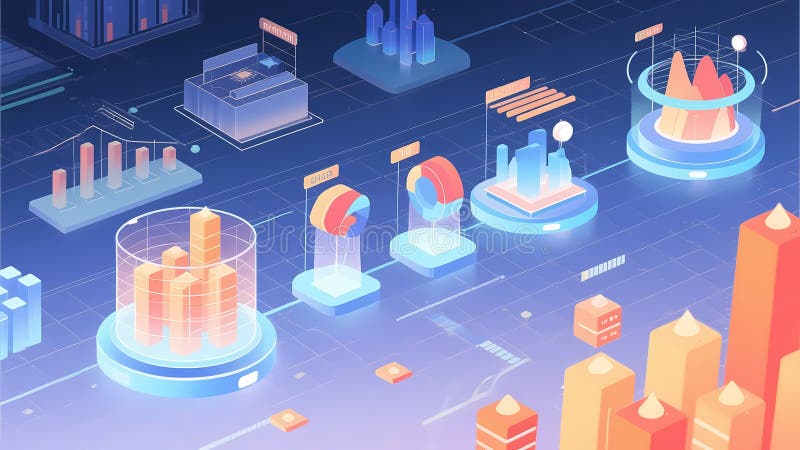 Futuristic Data Visualization Analysis Display Chart Stock Illustration ...