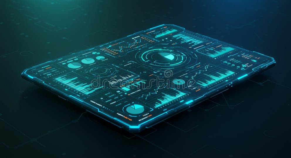 Futuristic Digital Interface Displaying Various Data Visualizations ...