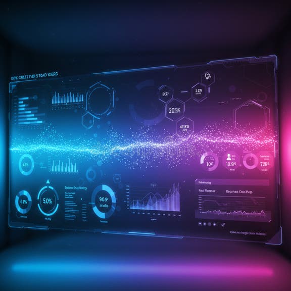 Futuristic Digital Interface Displaying Various Data Visualizations, Including Bar Charts Stock ...