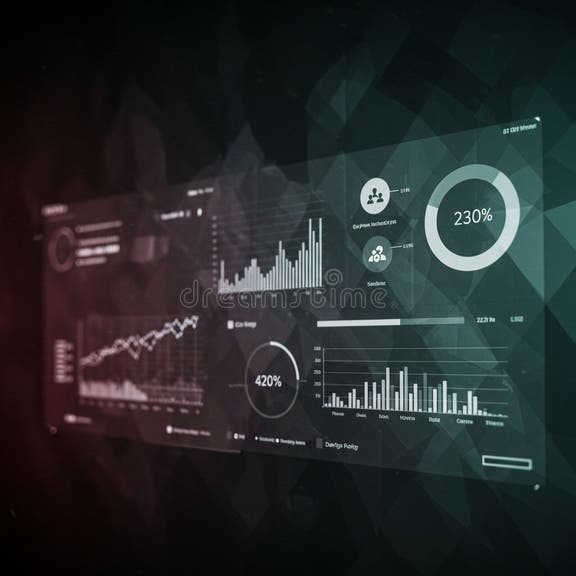 Futuristic Digital Interface Displaying Various Data Visualizations, Including Line Graph Stock ...