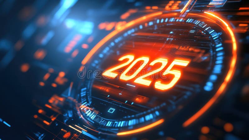 Futuristic Digital Interface Displaying Year 2025 Stock Image - Image ...