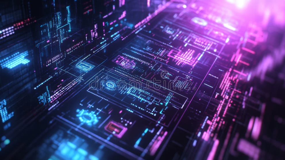 Futuristic Digital Interface Displays Complex Code Data Stock Photo ...