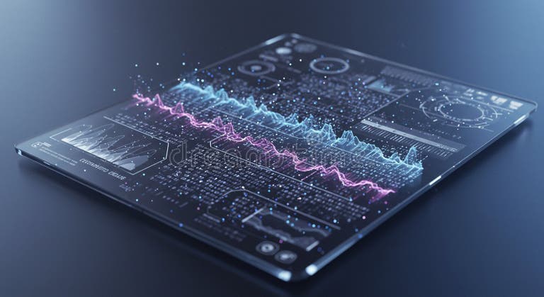 A Futuristic Digital Interface Displays Complex Data Visualizations on ...